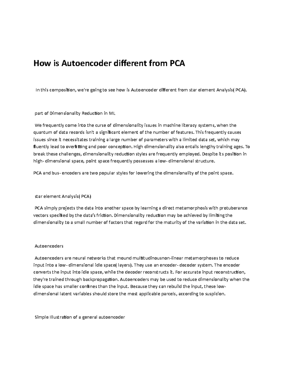 How Is Autoencoder Different From Pca Part Of Dimensionality