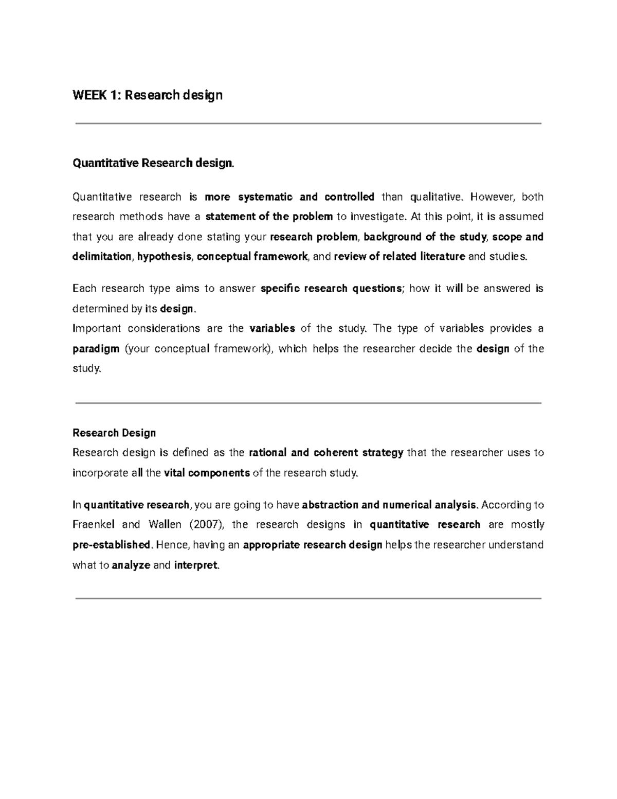 PR2- W1-W5 Handouts - PR2 - WEEK 1: Research design Quantitative ...