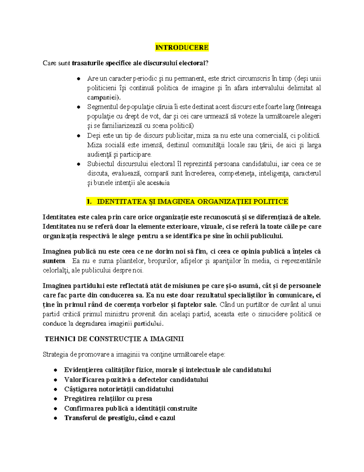Sinteză-Comunicare-electorală - INTRODUCERE Care sunt trasaturile ...