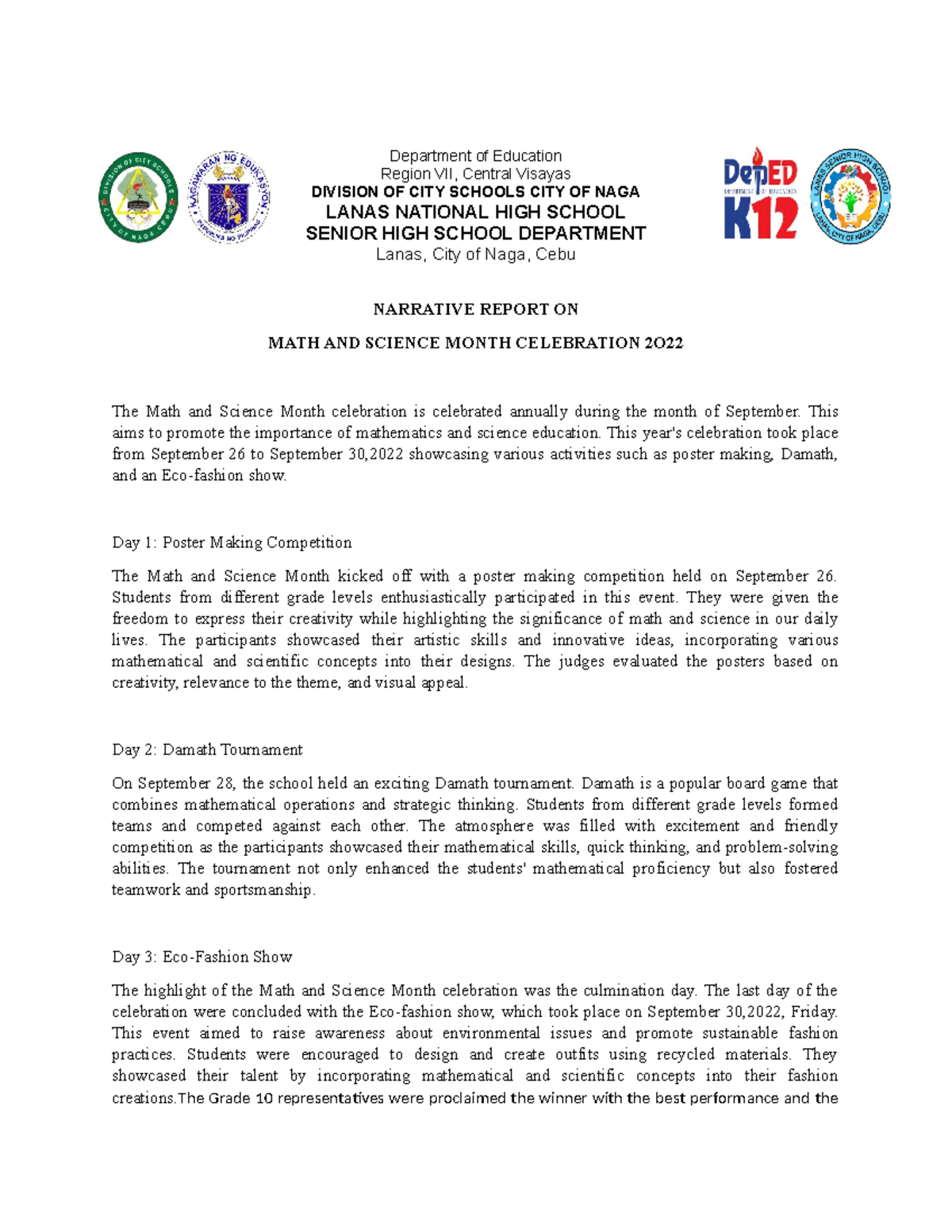 ACR math sci month - Department of Education Region VII, Central ...