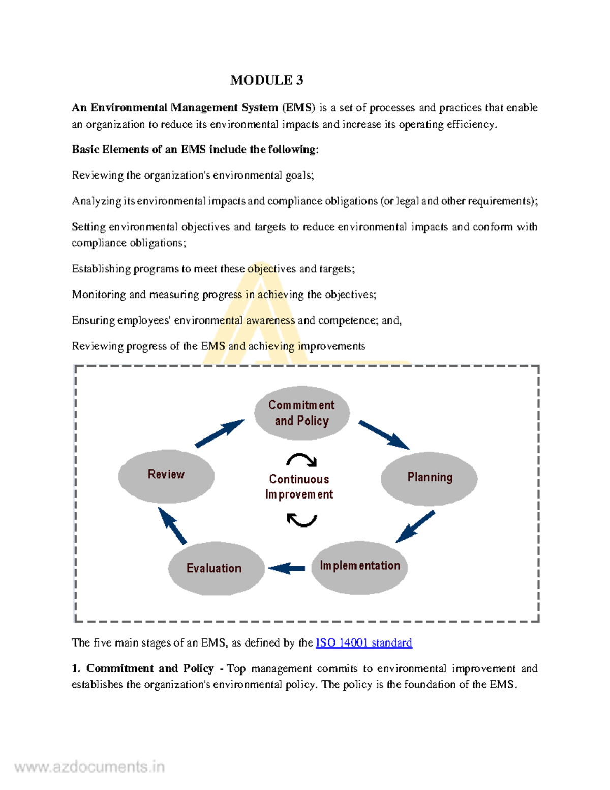 module 3 of EPM - MODULE 3 An Environmental Management System (EMS) is ...