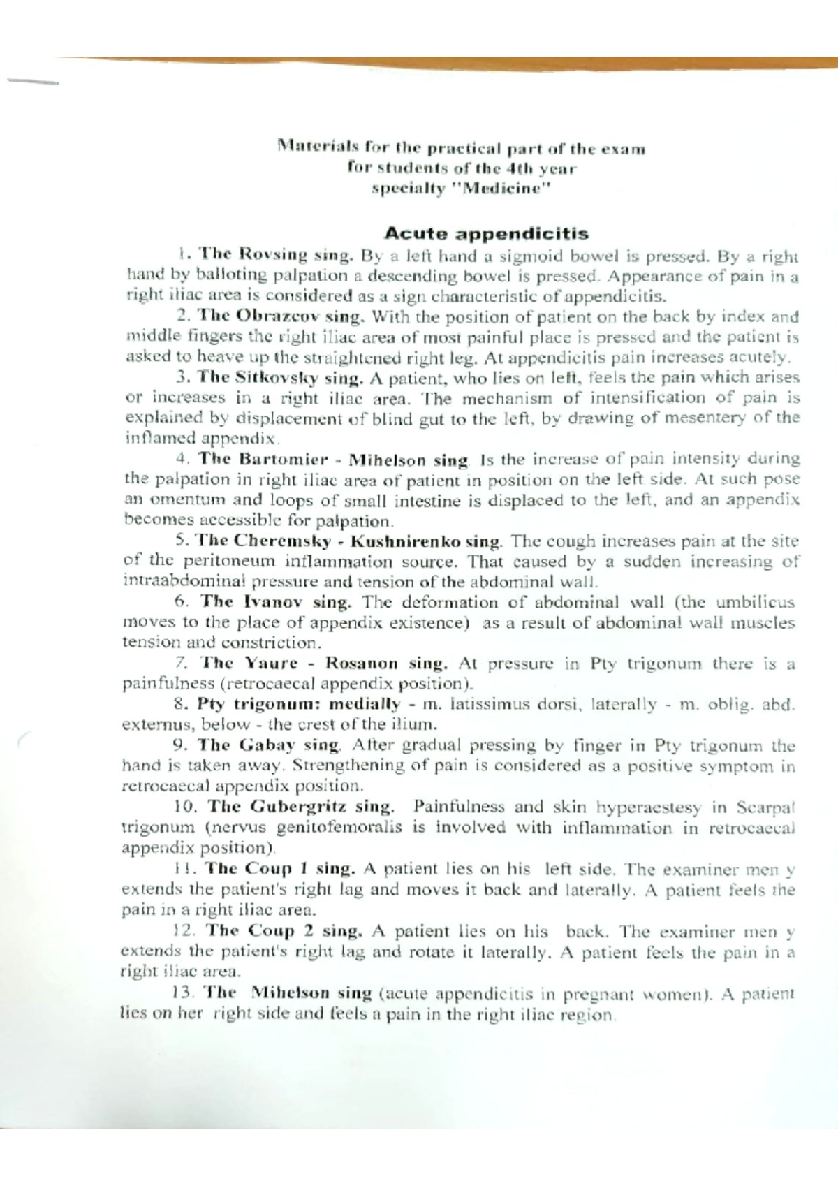 Surgery signs - General medicine - Studocu