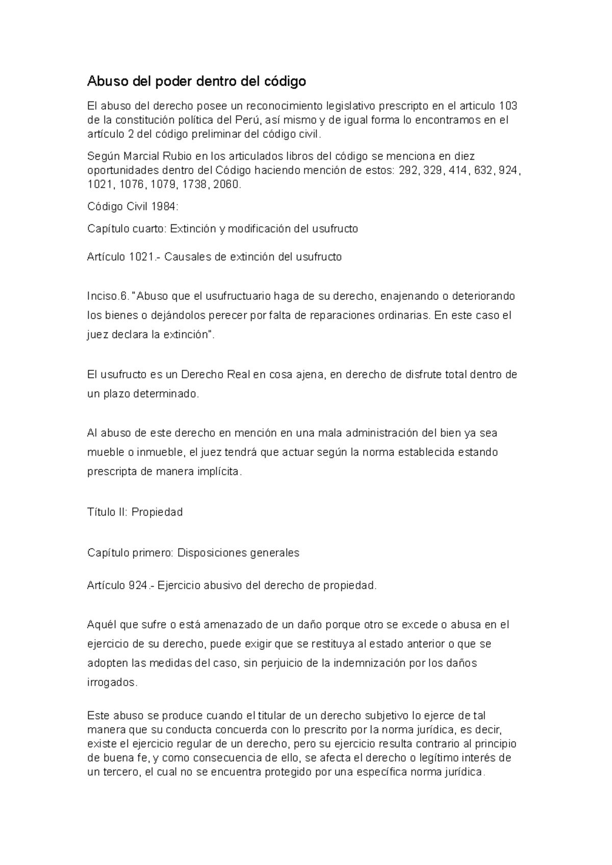 Abuso del poder dentro del código Derecho DE Personas - Abuso del poder dentro del código El ...