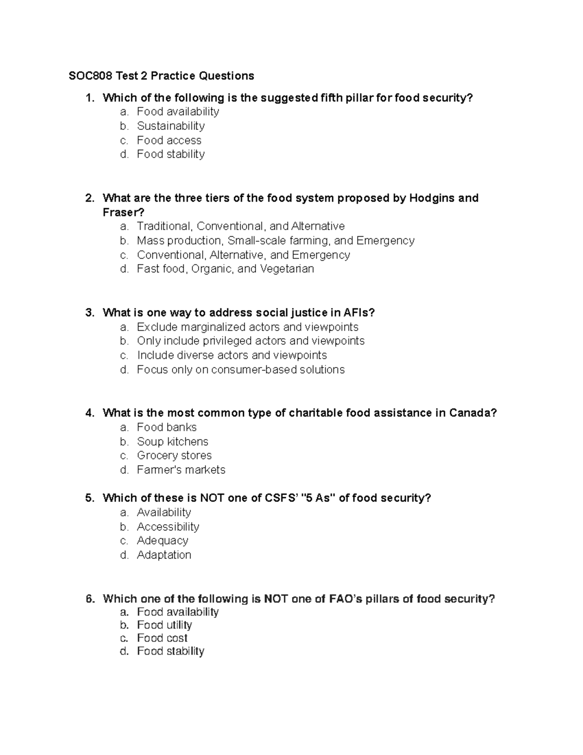 SOC808 Section 8 Practice Qs - SOC808 Test 2 Practice Questions Which ...