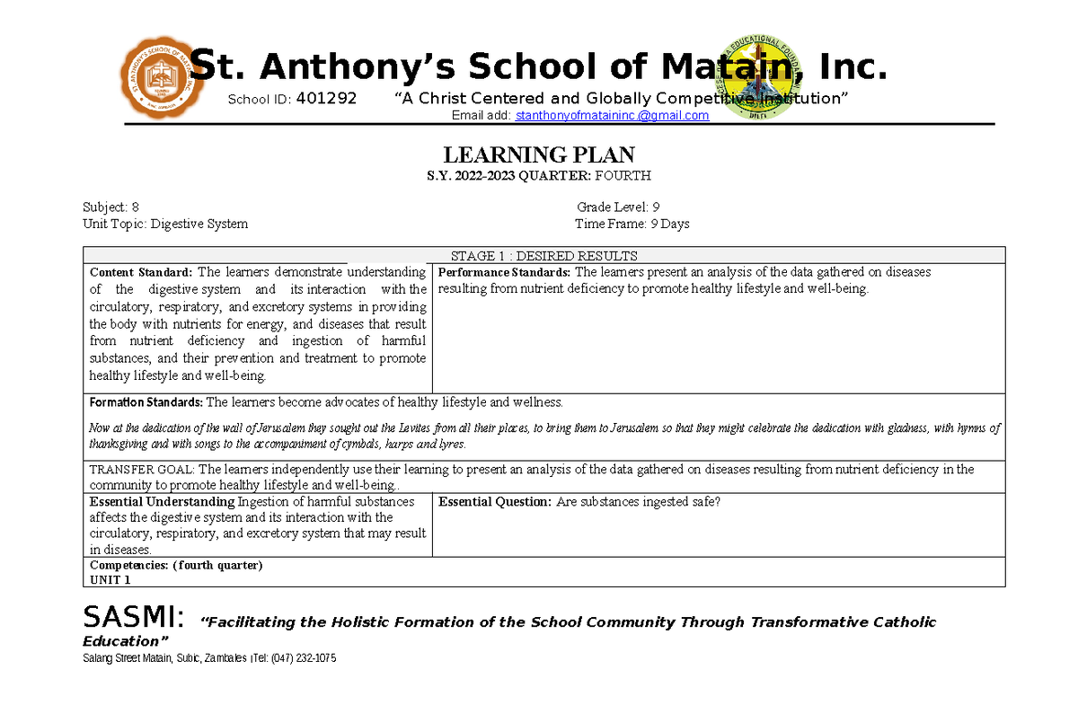LP science 8 q4 week 1 - School ID: 401292 “A Christ Centered and ...