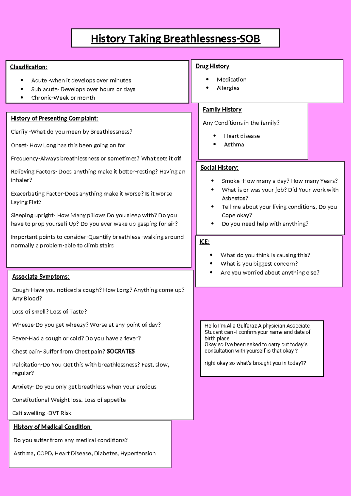 Breathlessness Hx - Osce prep work history taking - History Taking ...