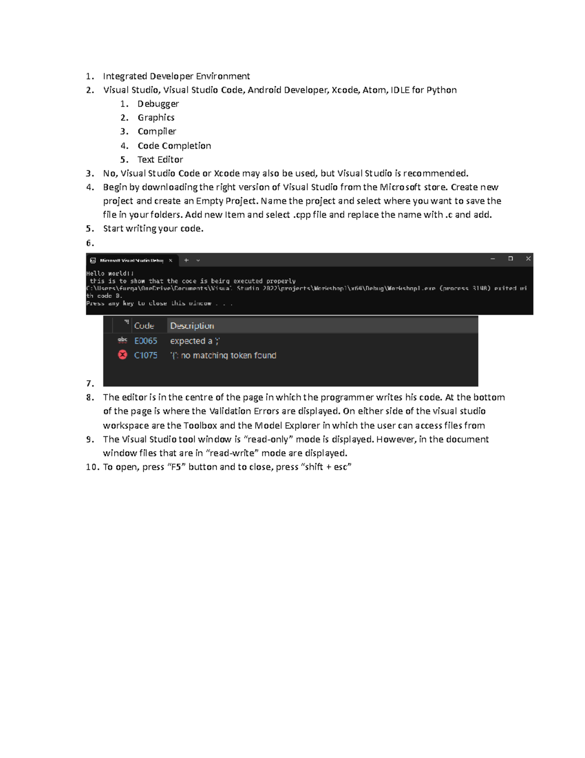 Assignment 1 - prof: Andrei Sajeniouk week 1 CPA Fall 2023 - Integrated Developer Environment ...