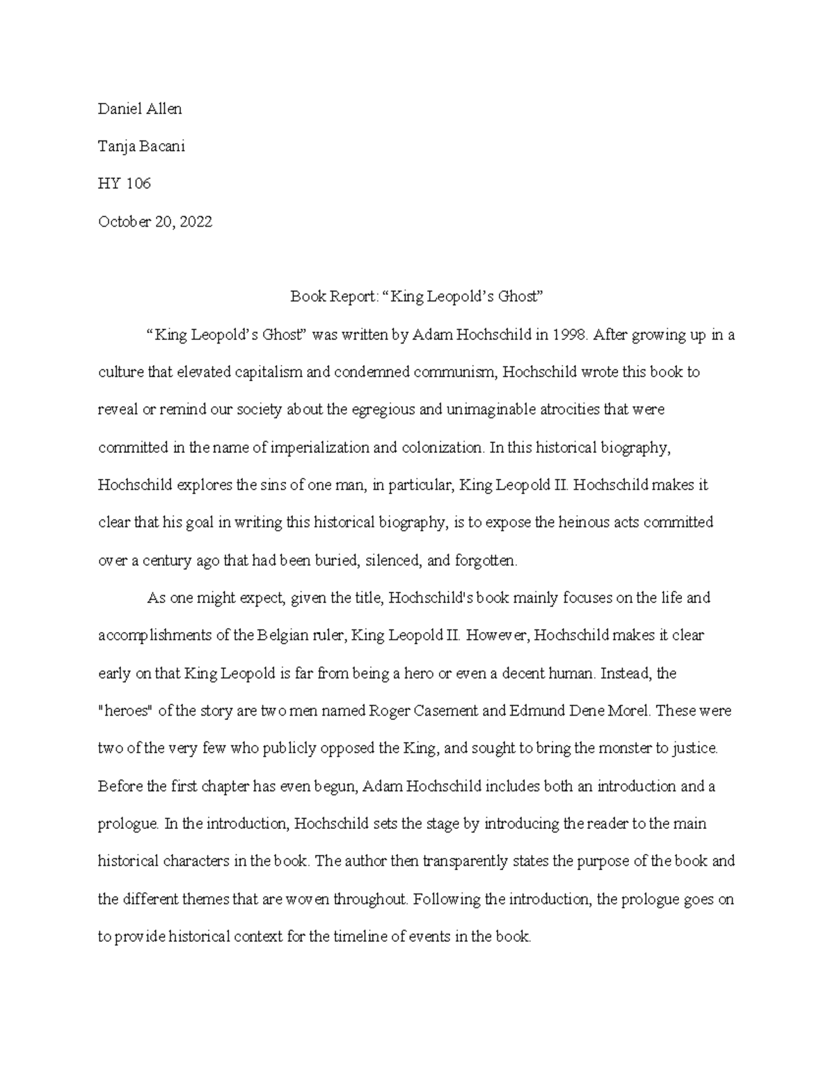 Book Report KLG final - Notes for the course - Daniel Allen Tanja ...