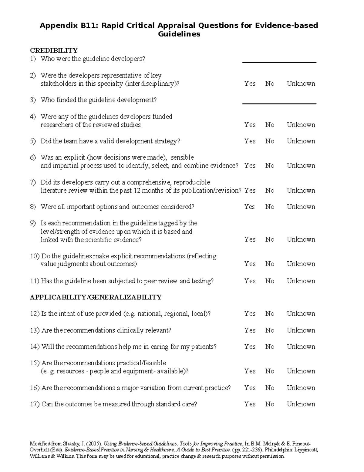 Appendix B11 RCA for CPGs - Appendix B11: Rapid Critical Appraisal ...