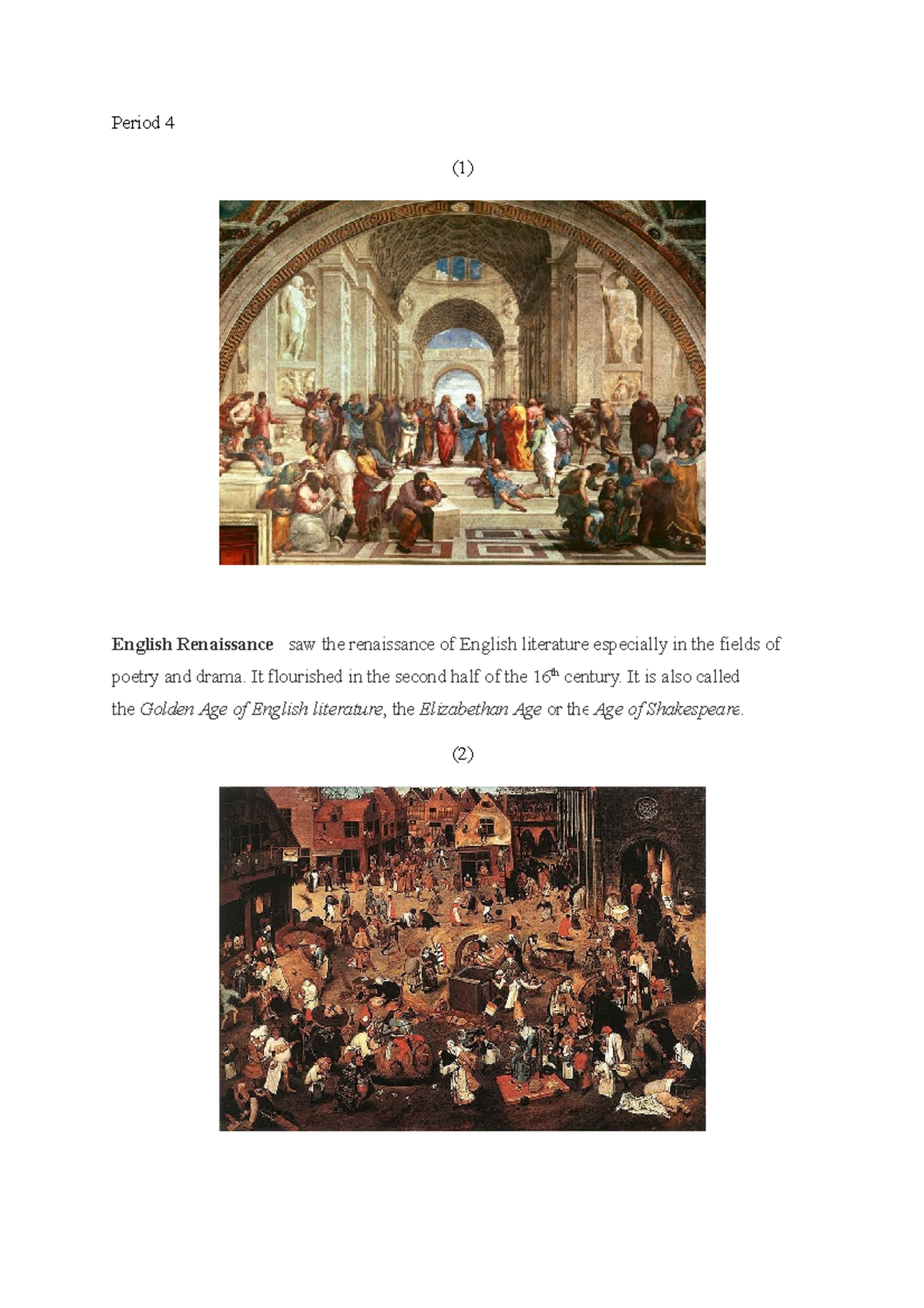 Period 4 English Renaissance - Period 4 (1) English Renaissance saw the ...