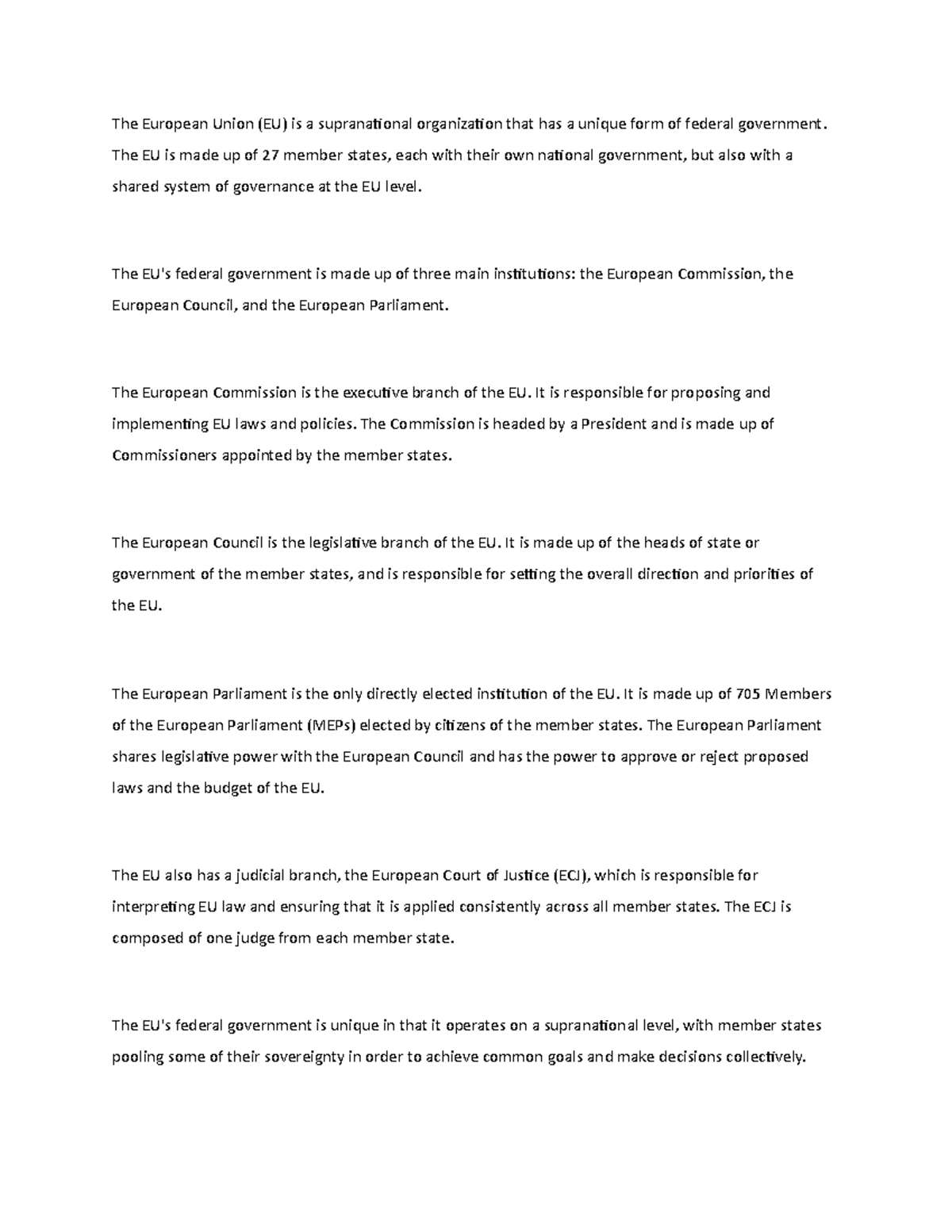 European Federal Government - The European Union (EU) is a ...