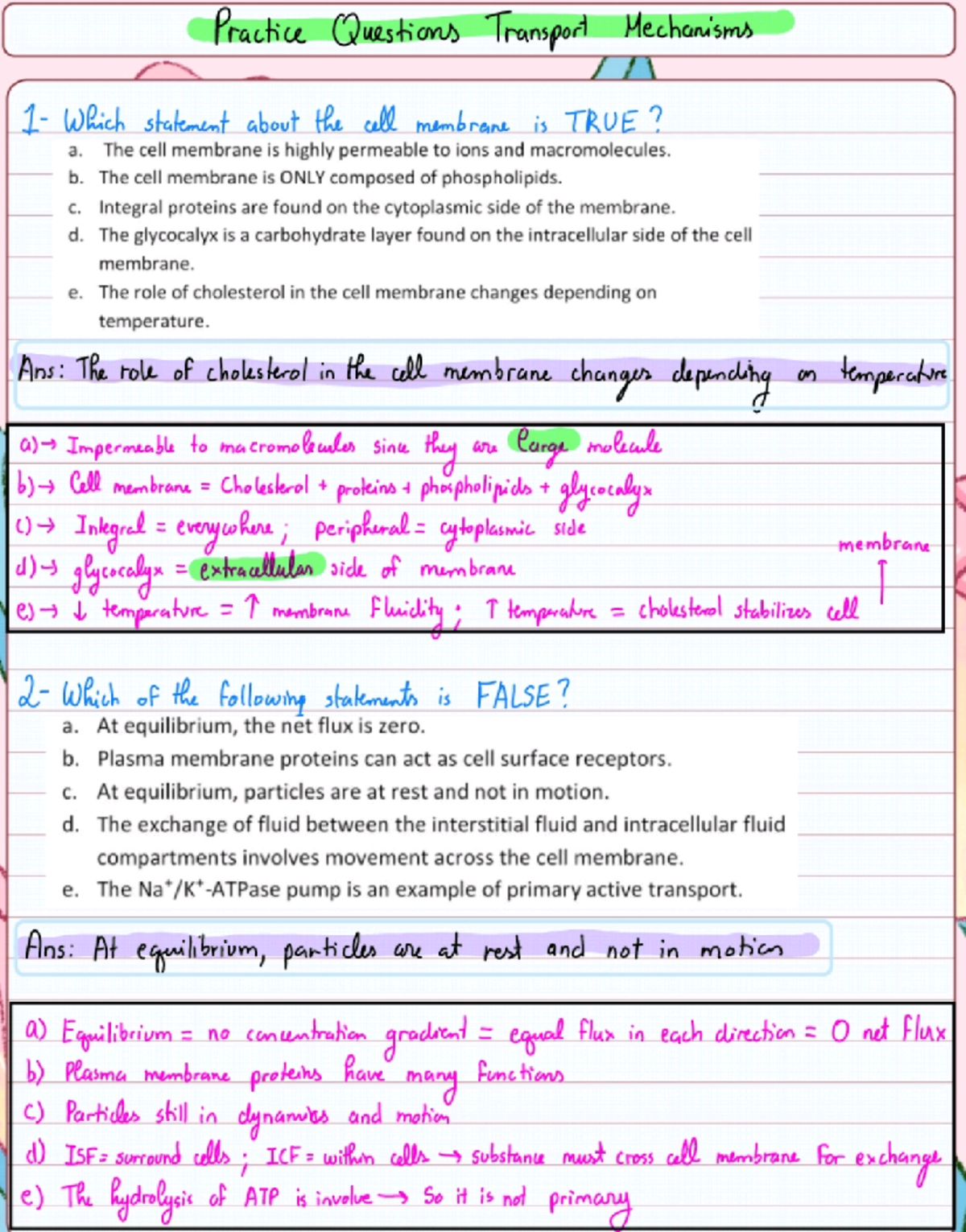 Transport Mechanism Questions - Practice Questions Transport Mechanisms ...