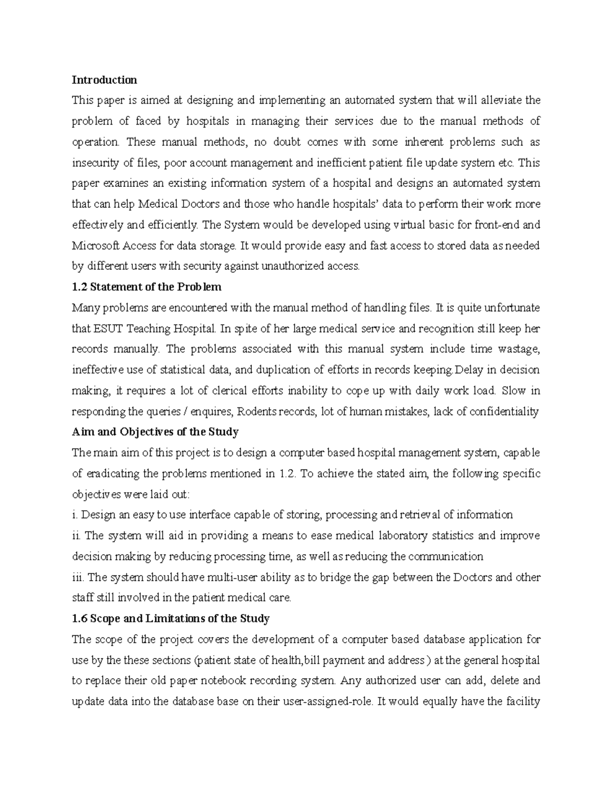 Introduction hospi - Project work - Introduction This paper is aimed at ...