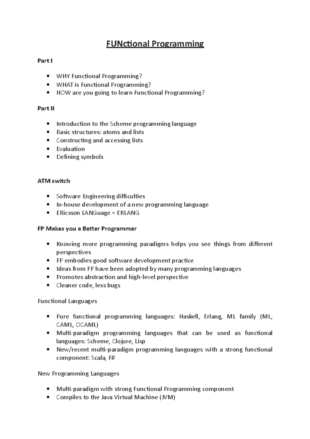 FUNctional Programming - COMP1753 - GRE - Studocu
