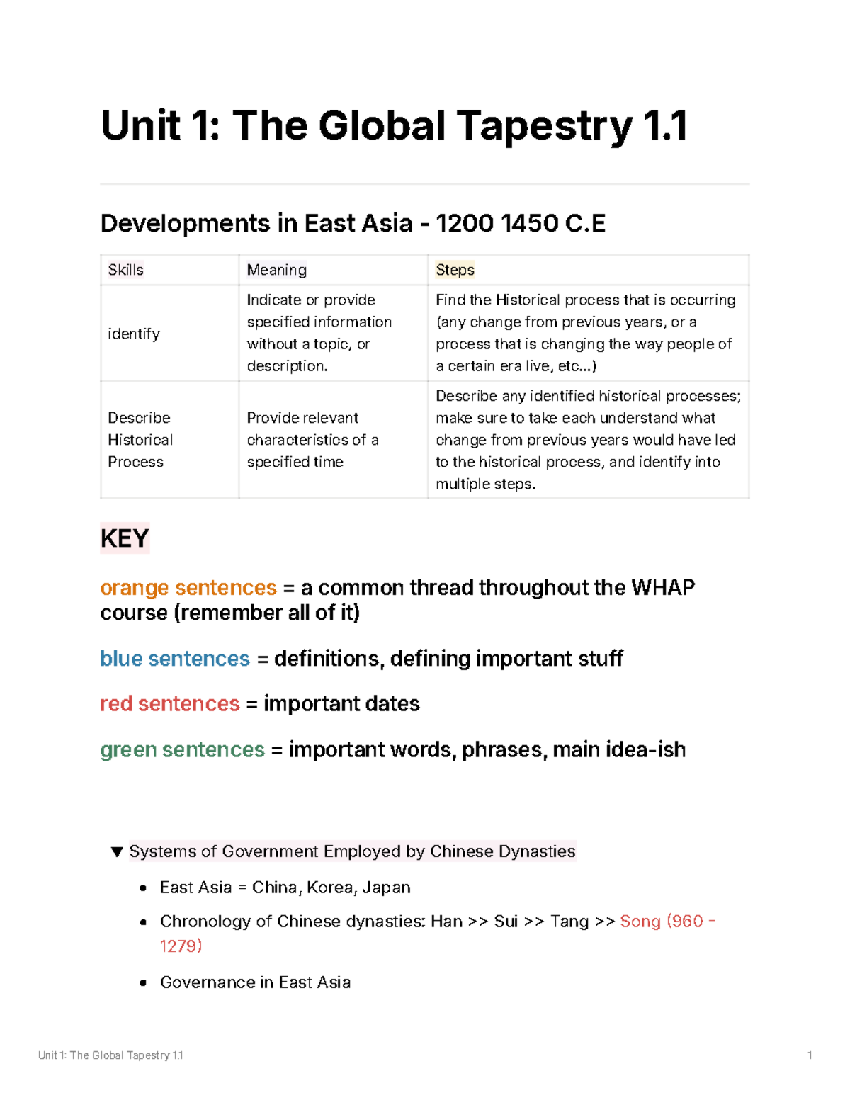 Unit 1: The Global Tapestry 1.1 WHAP notes - Unit 1 The Global Tapestry ...