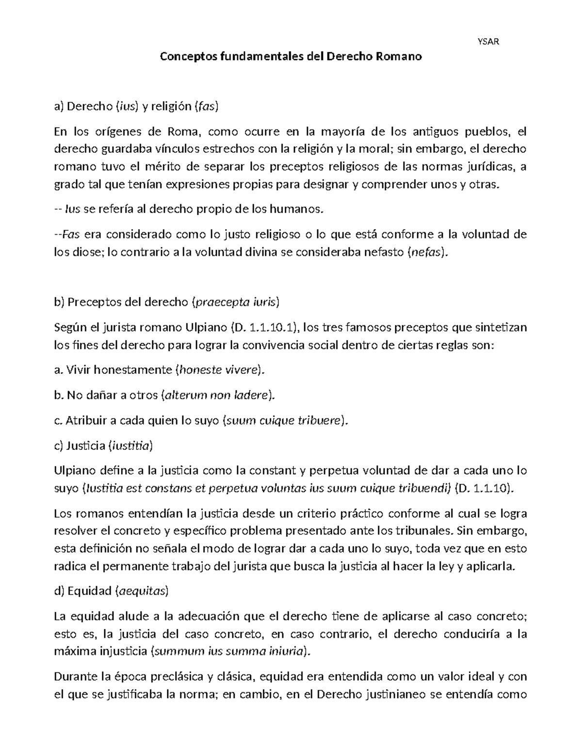 Conceptos fundamentales del Derecho Romano - Ius se refería al derecho ...
