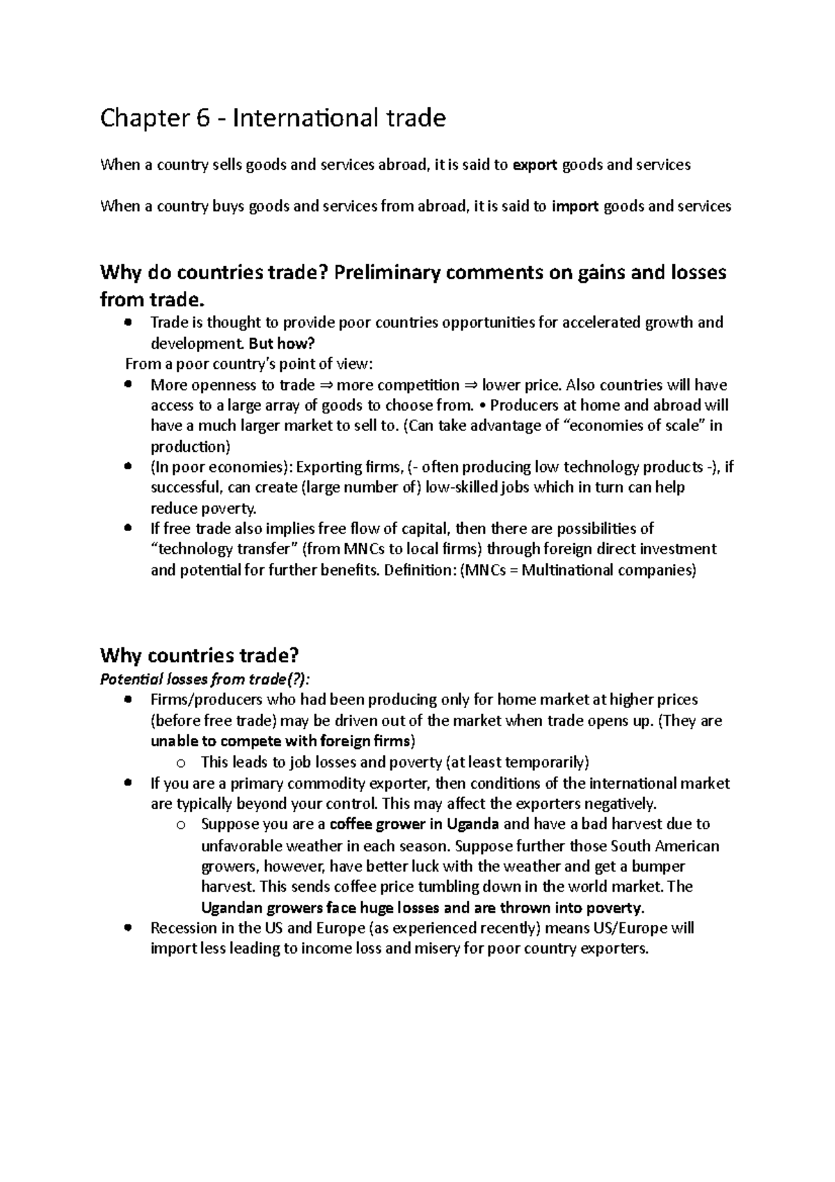 ECON115 Chapter 6 - International trade - Chapter 6 - International ...