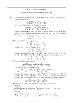 Problem set 6 - MTH1020 Analysis of Change Problem Set 6 Limits ...