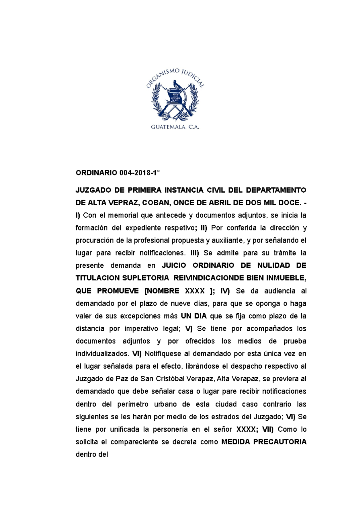 390676367 Ejemplo Decreto Tramite Por Recibido Primera Instancia ...