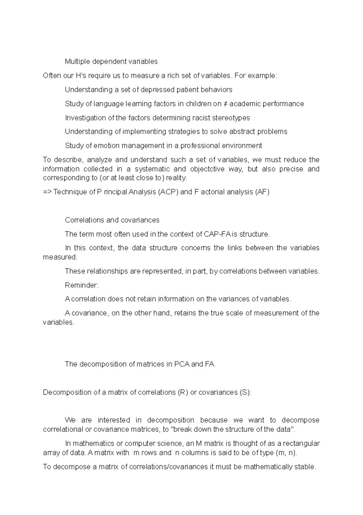 AMult 4 - Psychology - Multiple dependent variables Often our H's ...