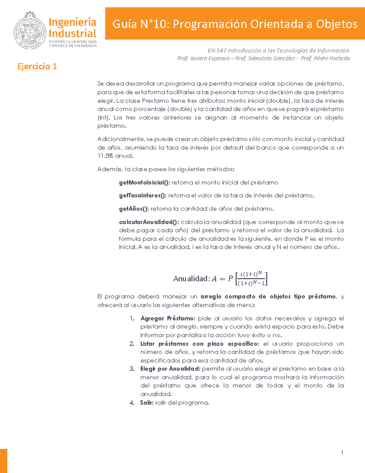 Guia 10 - Programación Orientada a Objetos - 1 Ejercicio 1 Se desea ...