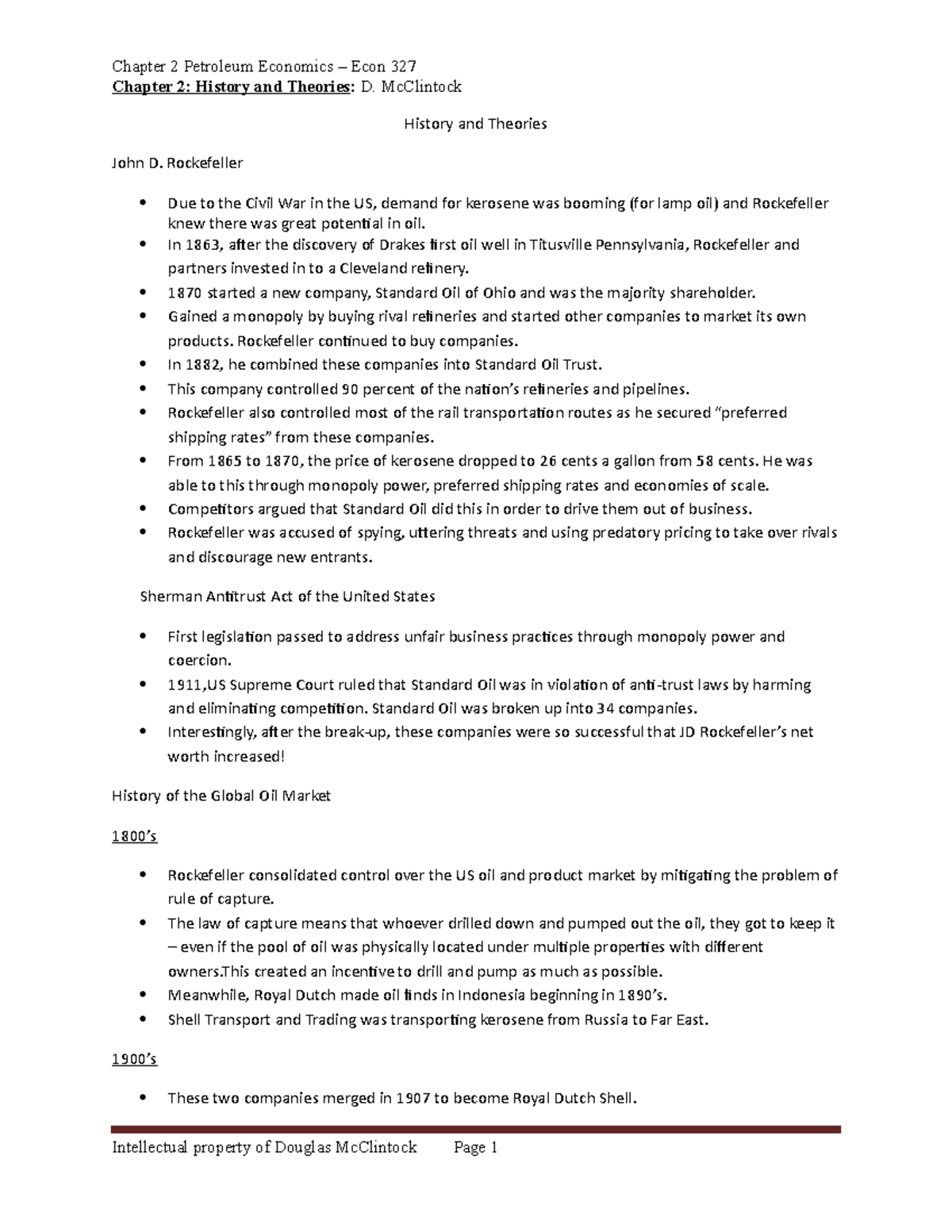 Summary chapter 2 - Chapter 2 Petroleum Economics Econ 327 Chapter 2 ...