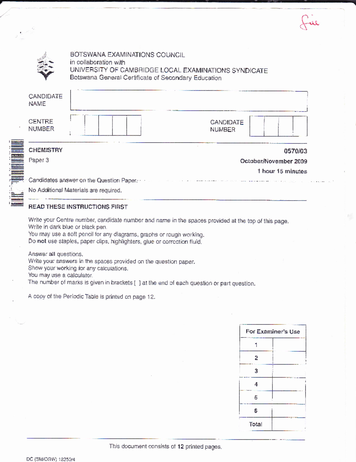Bgcse chem paper 3 2009 - 7 ,ir. .:r'l?.'-..,?*.: . :TZ -.\r BOTSWANA ...