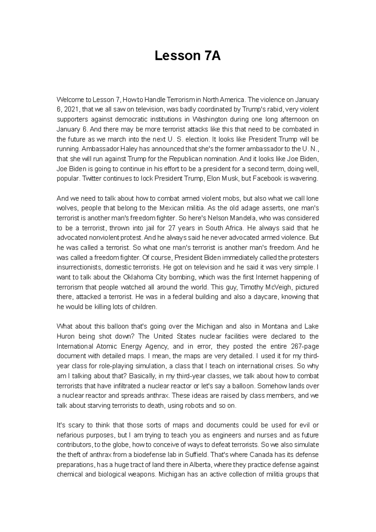 All lesson 7 transcripts - Lesson 7A Welcome to Lesson 7, How to Handle ...