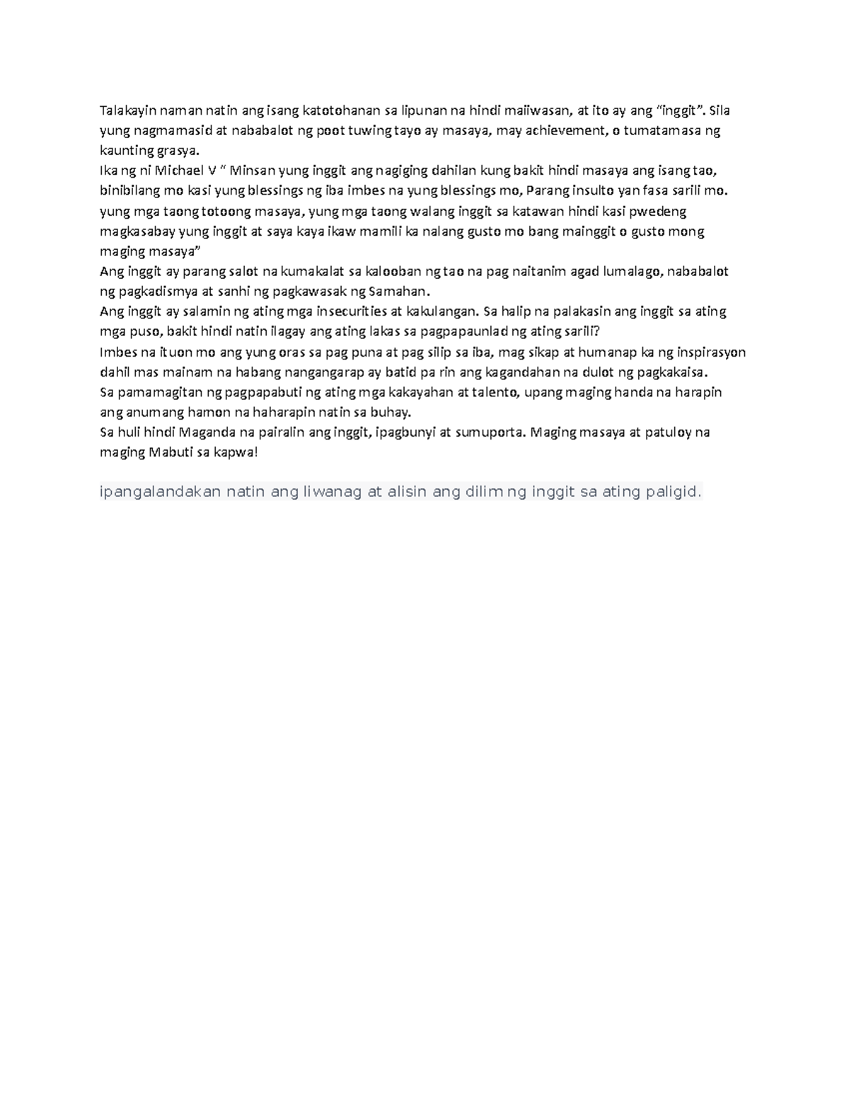 Text to speech - I dnt know what to say - Talakayin naman natin ang ...