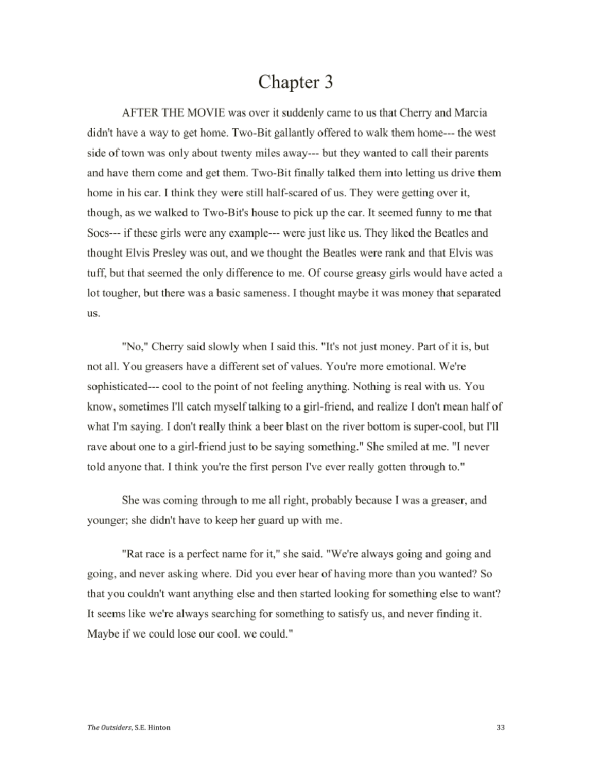 The Outsiders Chapter 3 - Chapter 3 AFTER THE MOVIE was over it ...