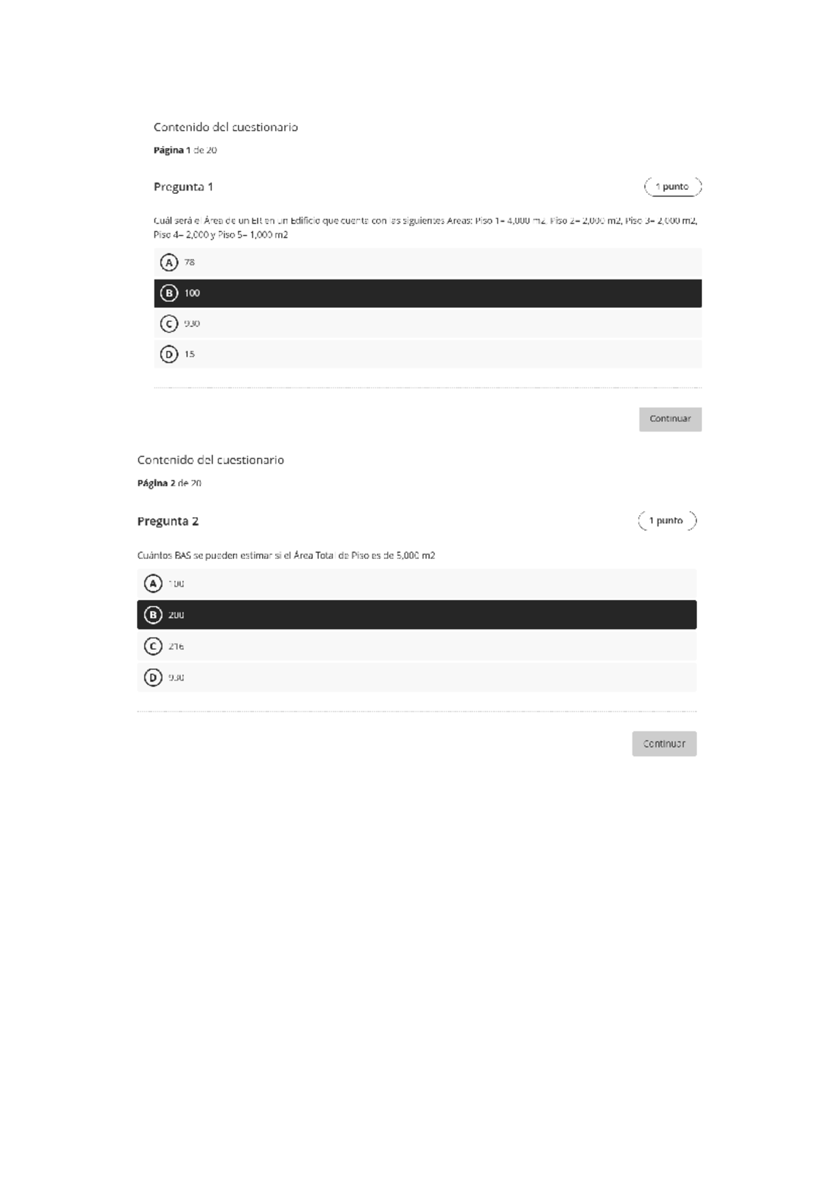 PC1 - 2024 - 2 - Contenido del cuestionario Página 1 de 20 Pregunta 1 1 punto Cuál será el Área ...