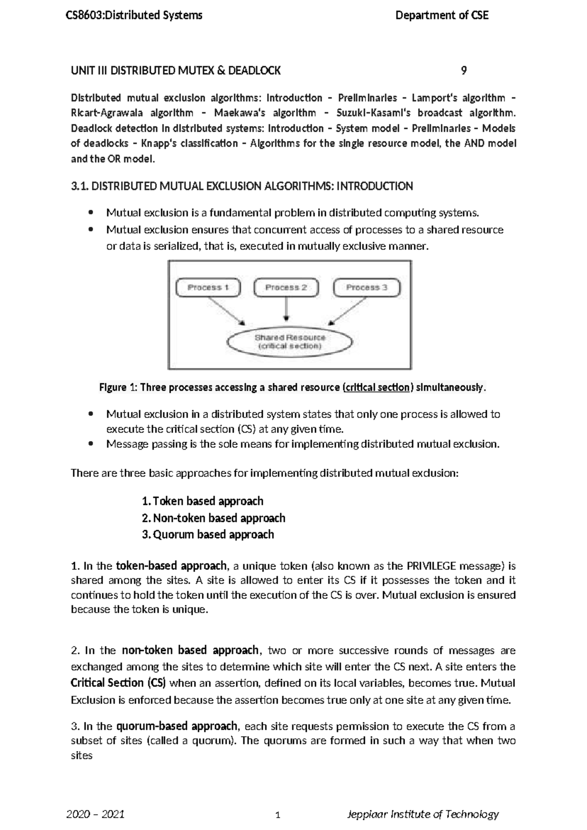 distributed dedlocksystem in advanced operating system - UNIT III ...