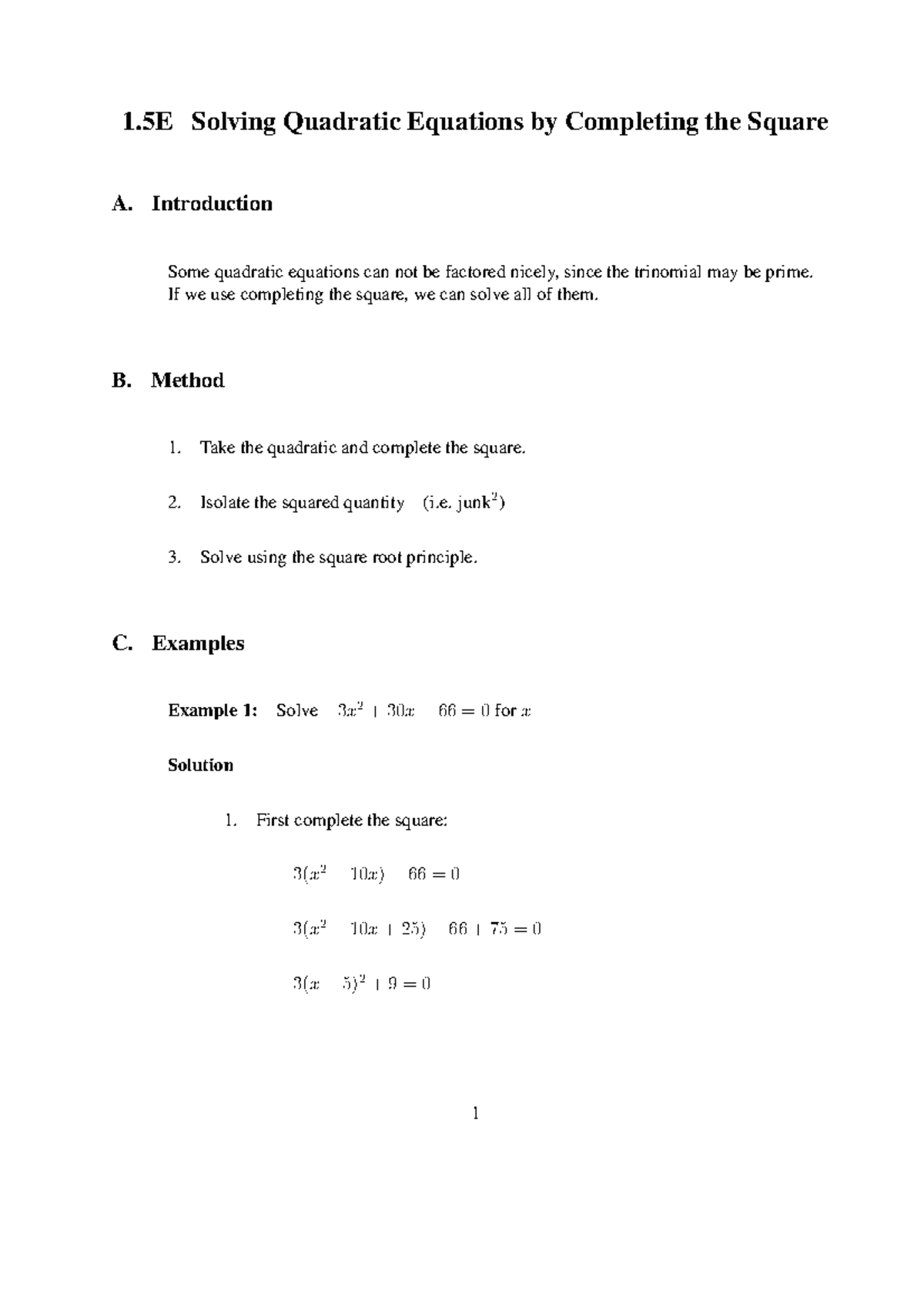 Solving Quadratic Equations by Completing the Square - Introduction ...