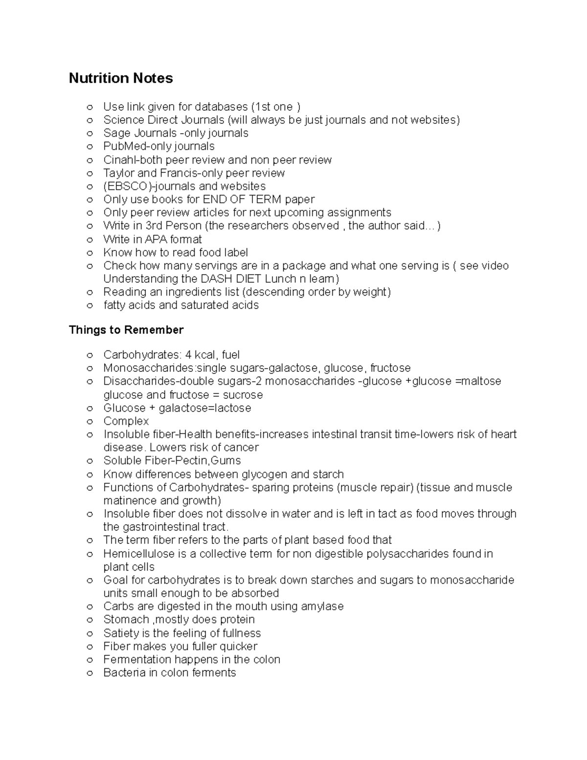 Nutrition Notes - I took Professor Basil Enein's Course. He was really ...