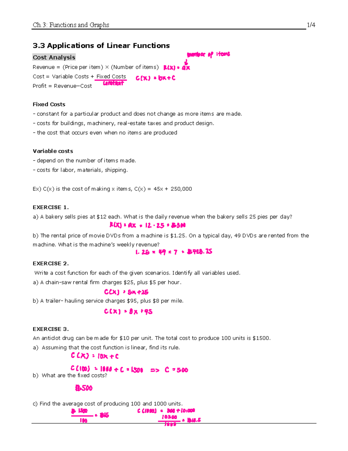 Ch3.3 applications of linear functions - 3 Applications of Linear ...
