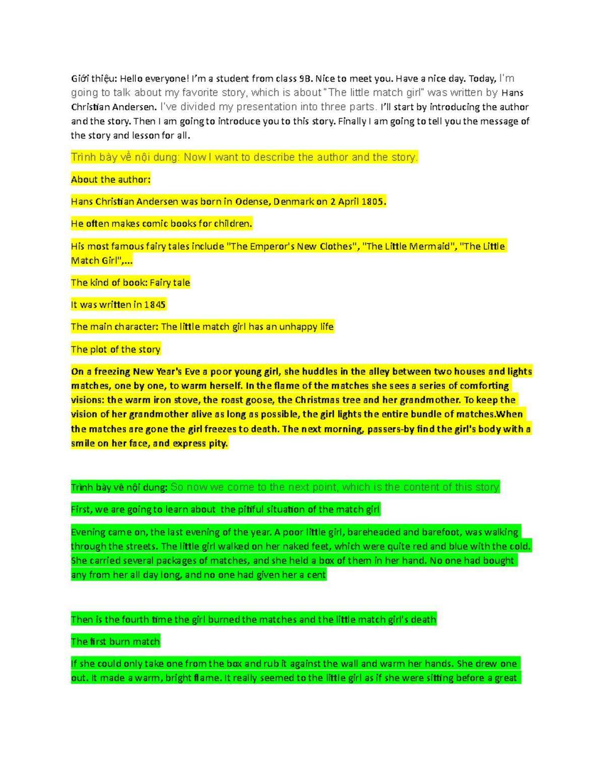 Bài thuyết trình - đâráetfweaf - Gi i thi u: Hello everyone! I’m a student from class 9B. Nice ...