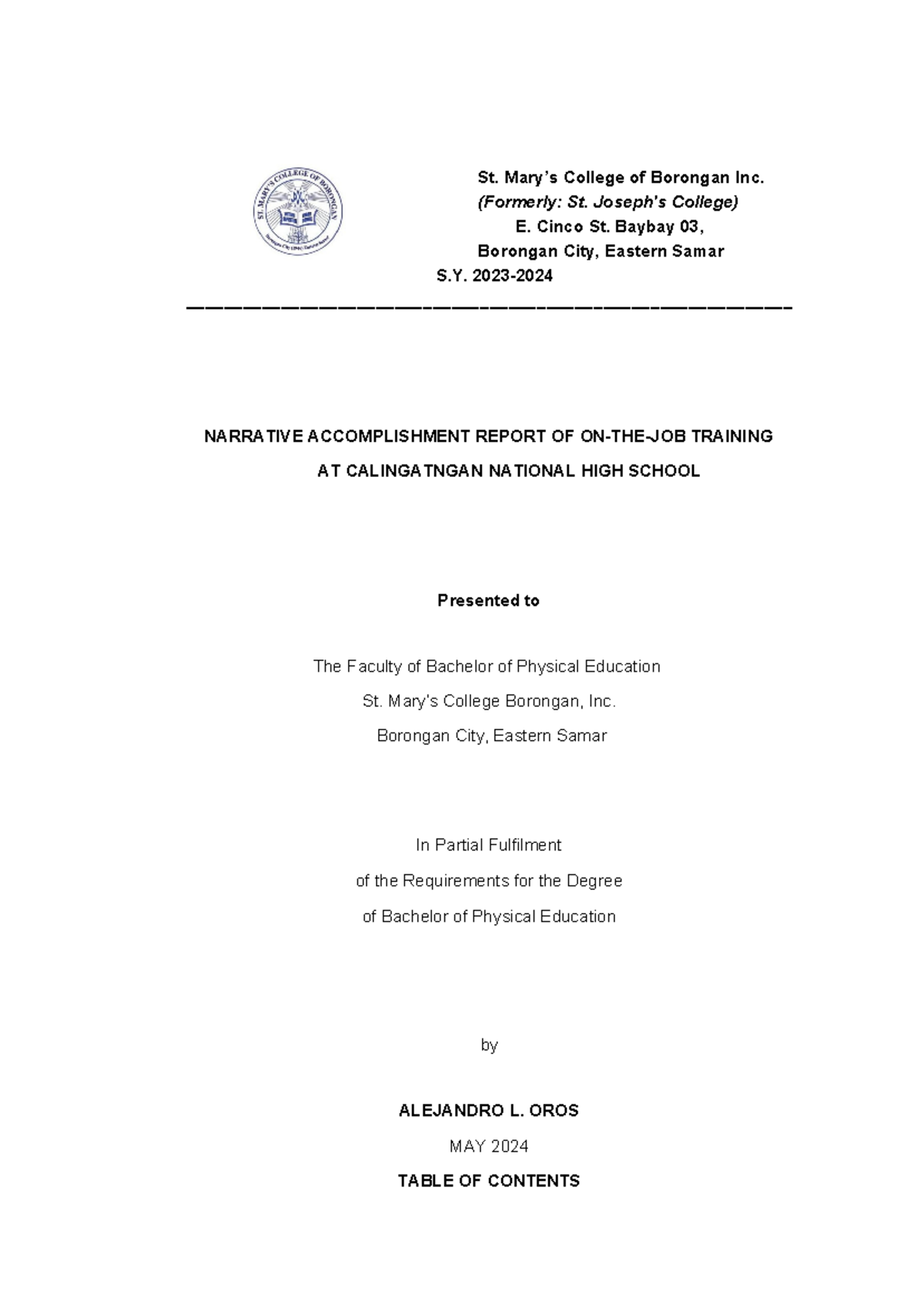Edited Narative Report andoy - St. Mary’s College of Borongan Inc ...