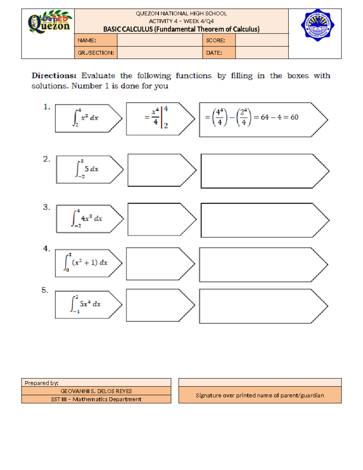 Activity 4 Wk 4 Fundamental Theorem of Calculus - Science technology ...