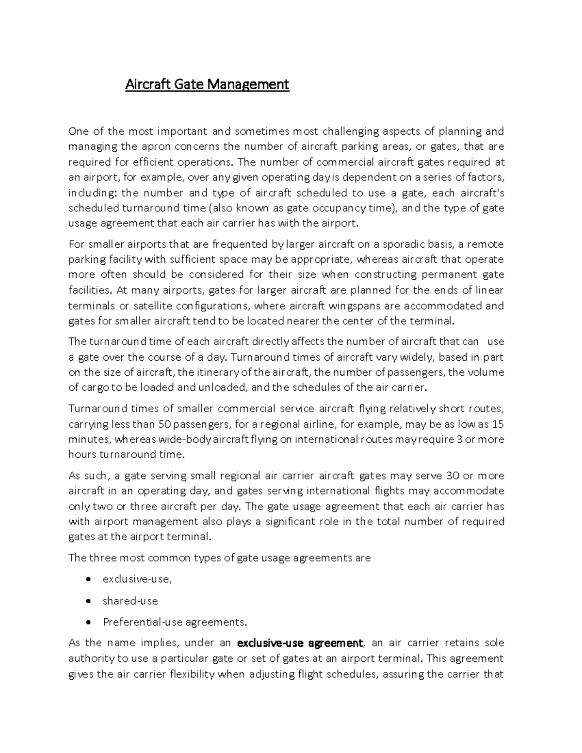 TM 1 Aircraft GATE Management - Aircraft Gate Management One of the ...