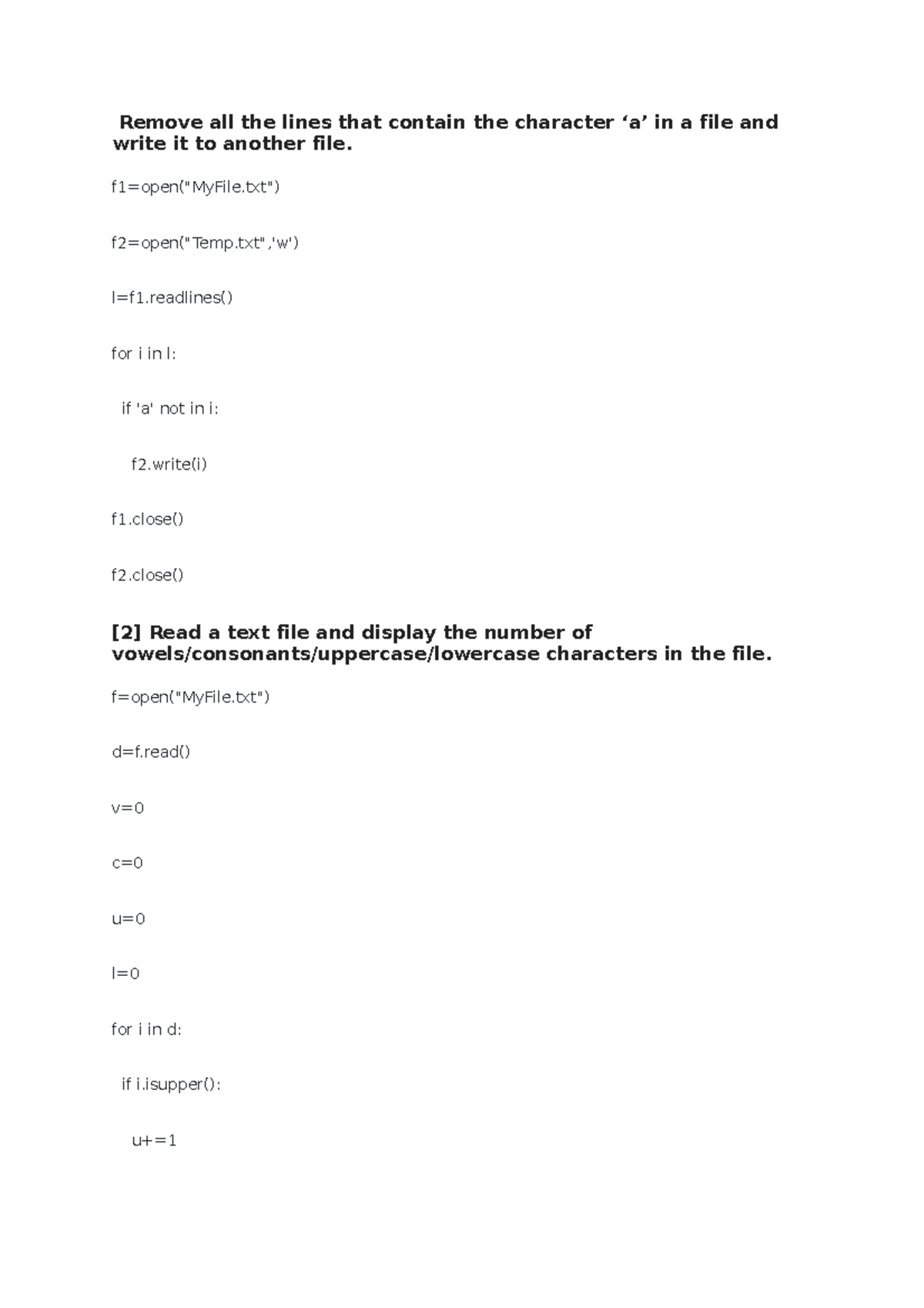 RAW FILE - jhg - Remove all the lines that contain the character ‘a’ in a file and write it to ...