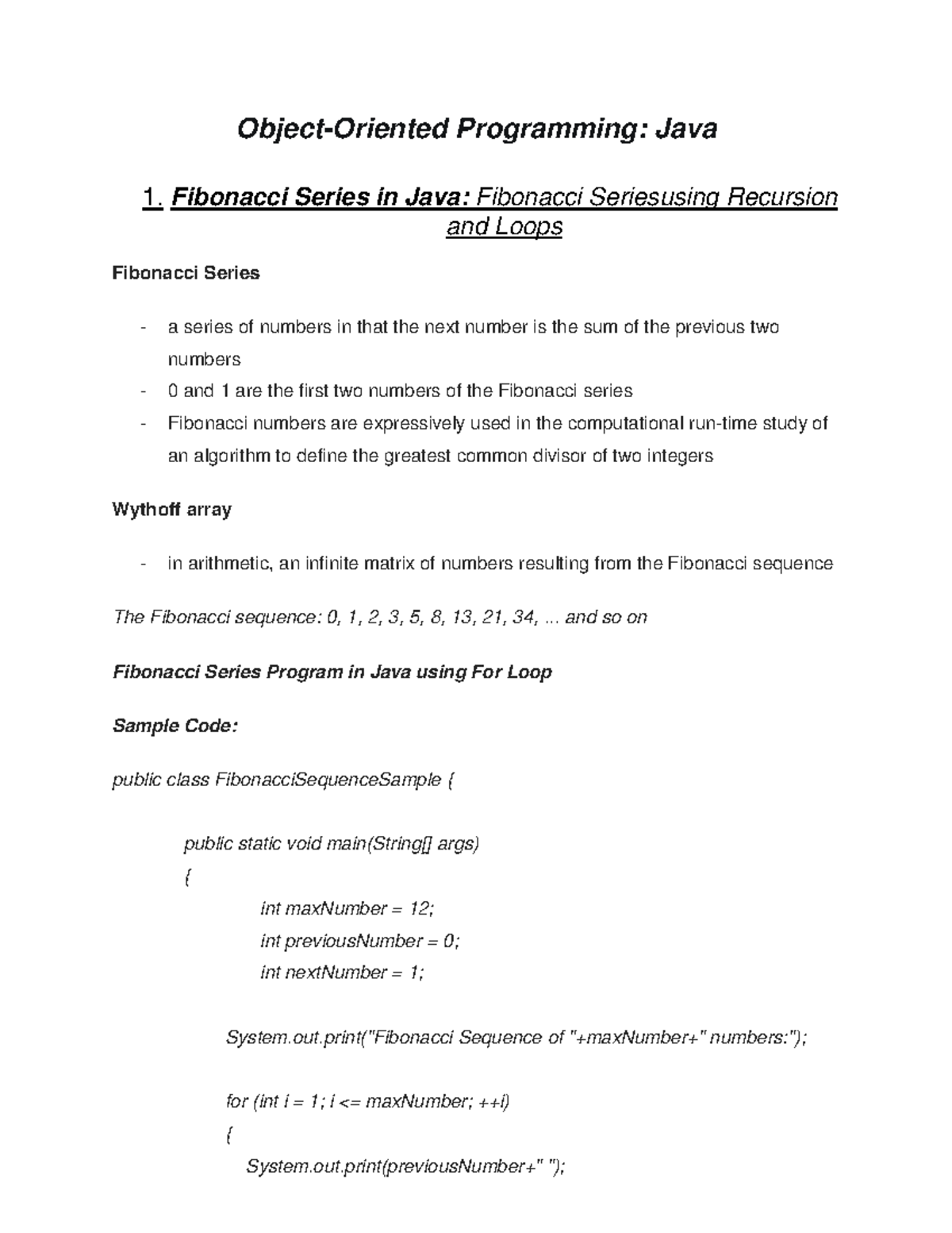 Fibonacci Series And Armstrong Number In Java Object Oriented