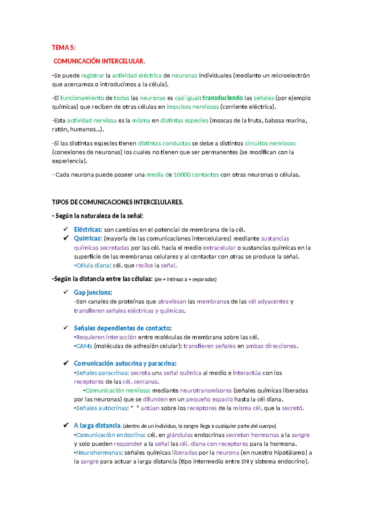 Tema 5 - Apuntes - TEMA 5: COMUNICACIÓN INTERCELULAR. Se puede ...