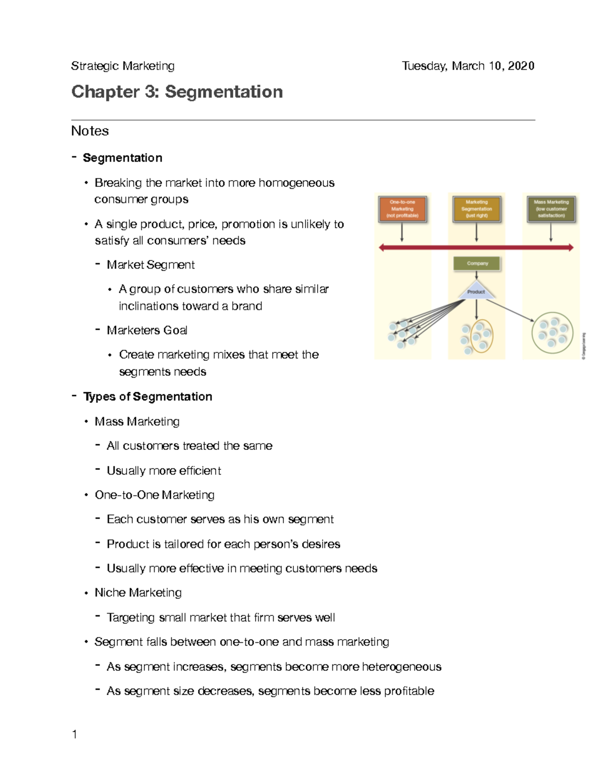 Chapter 3- Segmentation - Strategic Marketing Tuesday, March 10, 2020 ...