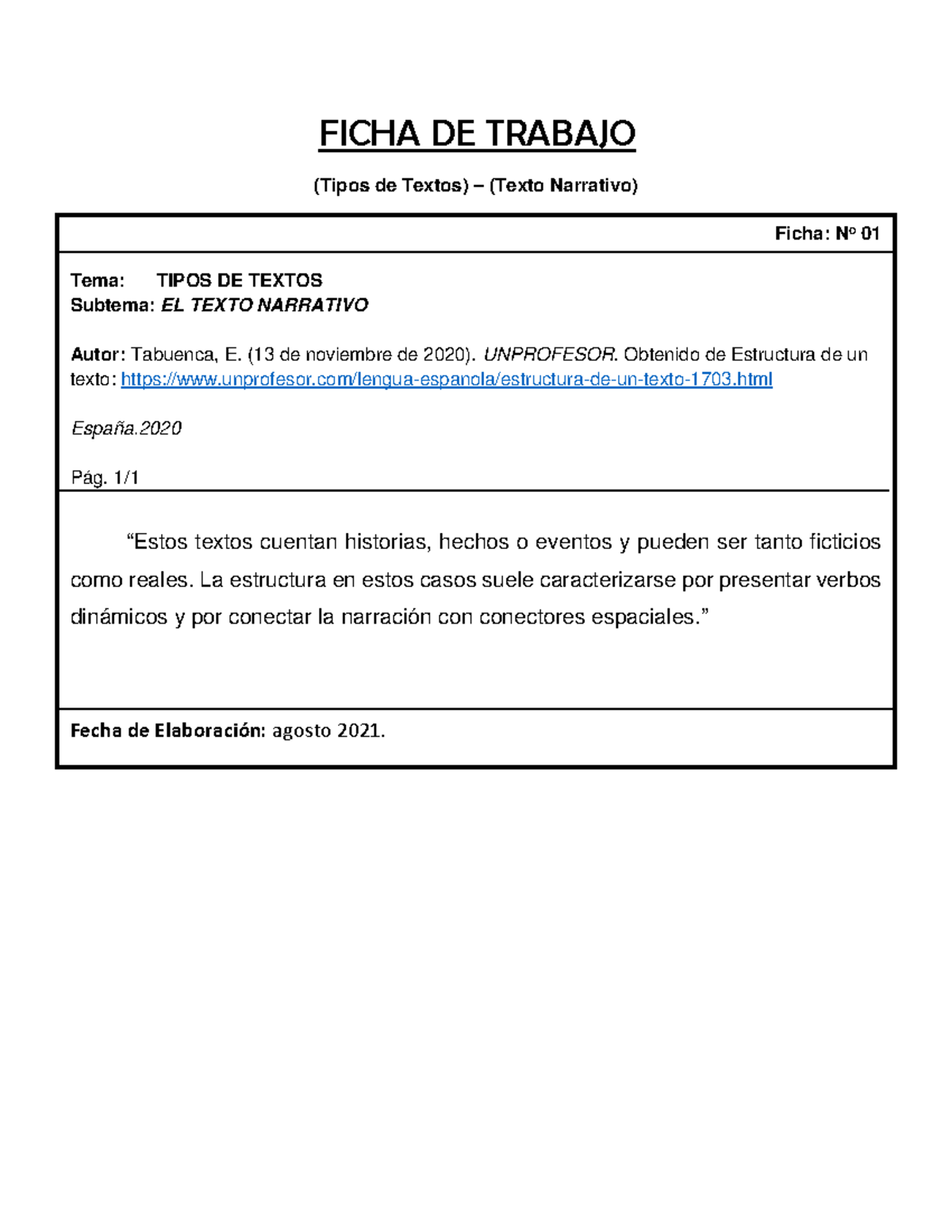 Fichas DE Trabajo - Tipos de Textos (Grupo 01) - (Tipos de Textos ...