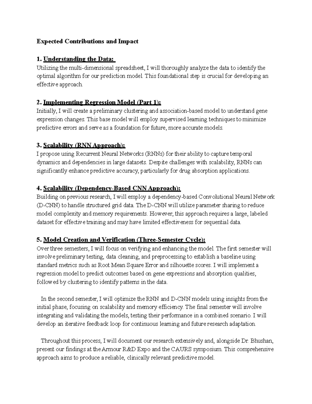 Research Abstract - Expected Contributions and Impact 1. Understanding ...