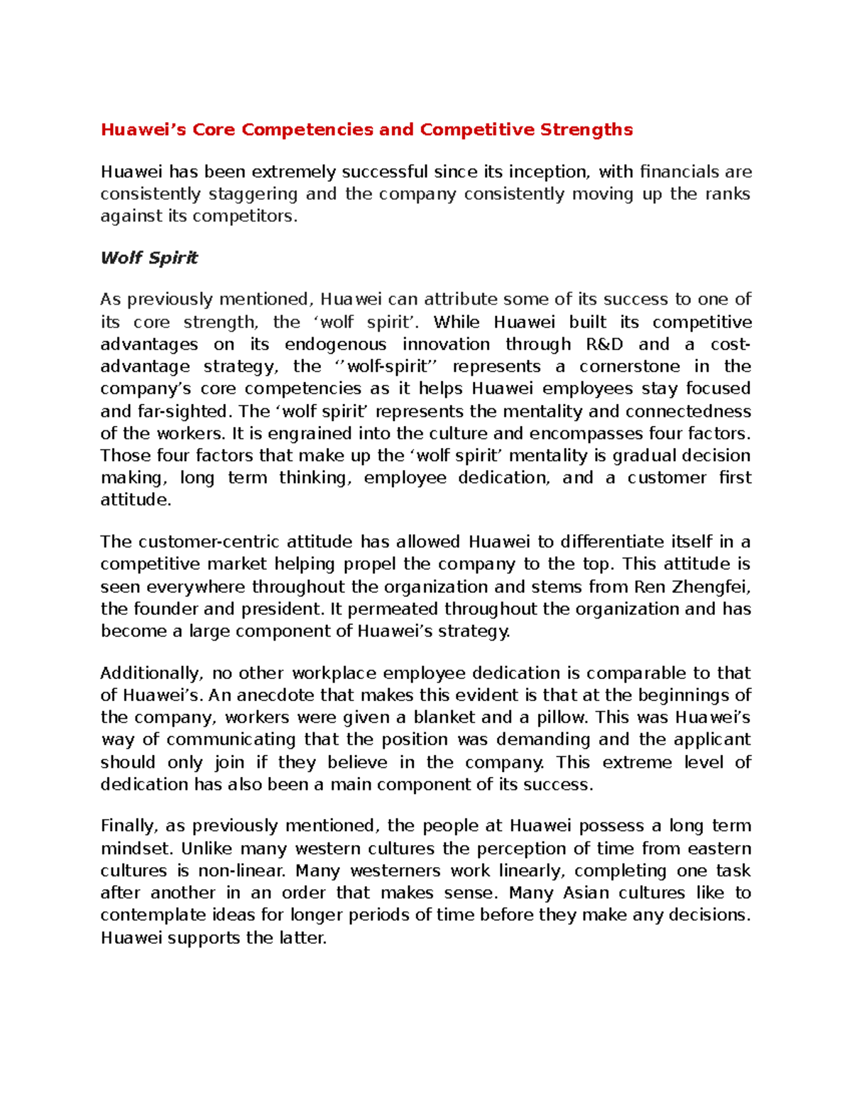 Huawei’s Core Competencies and Competitive Strengths - Wolf Spirit As ...