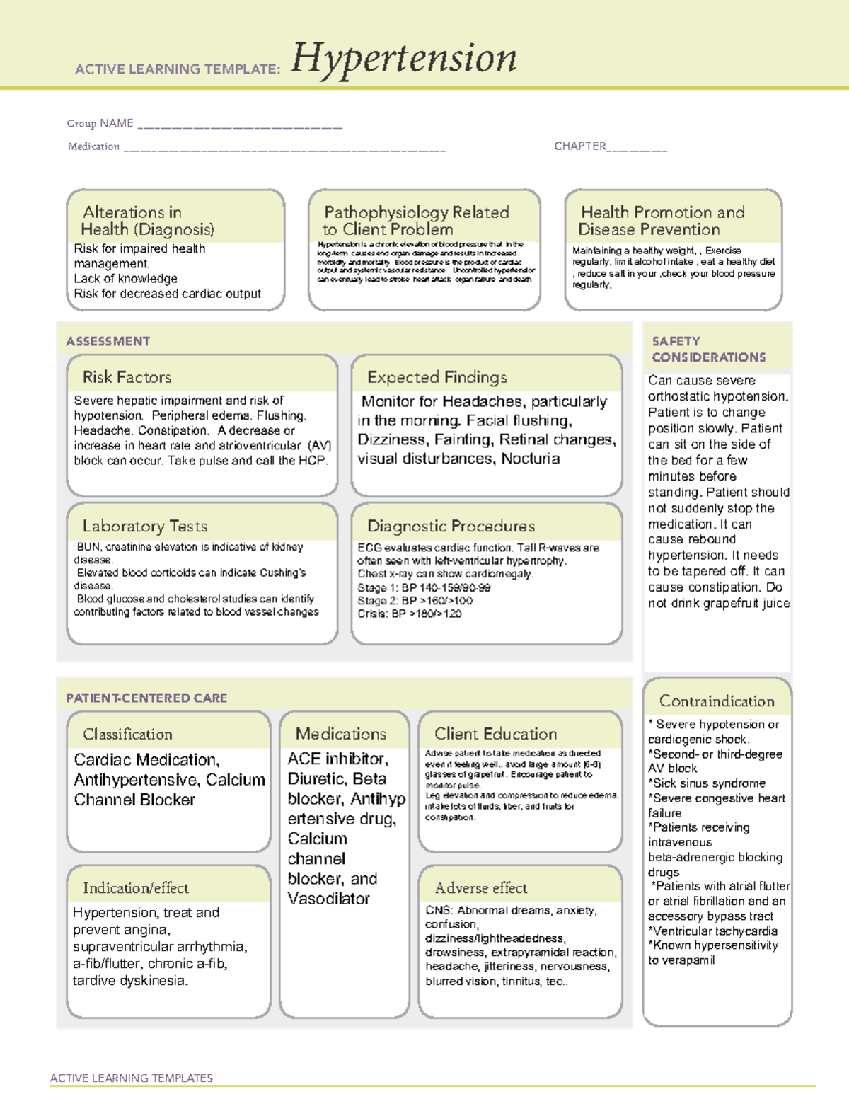Active Learning Template HTN - ACTIVE LEARNING TEMPLATES Hypertension ...