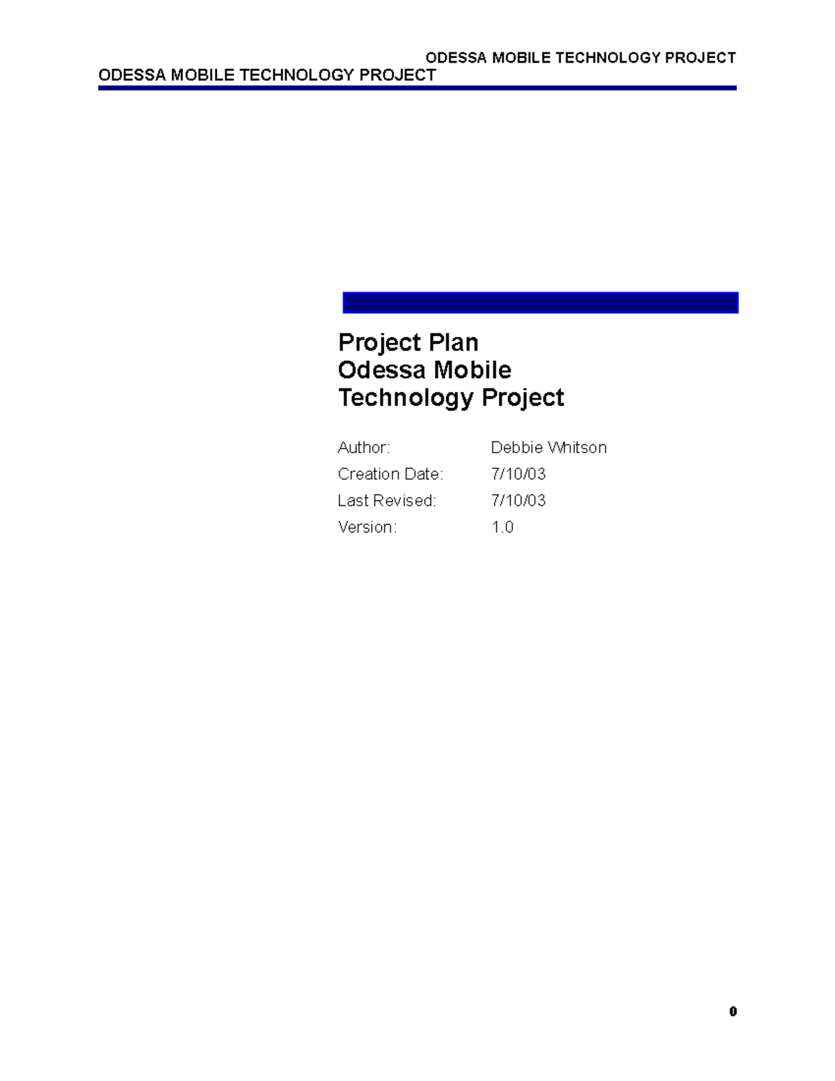 Sample Project Plan - Enjoy - ODESSA MOBILE TECHNOLOGY PROJECT ODESSA ...