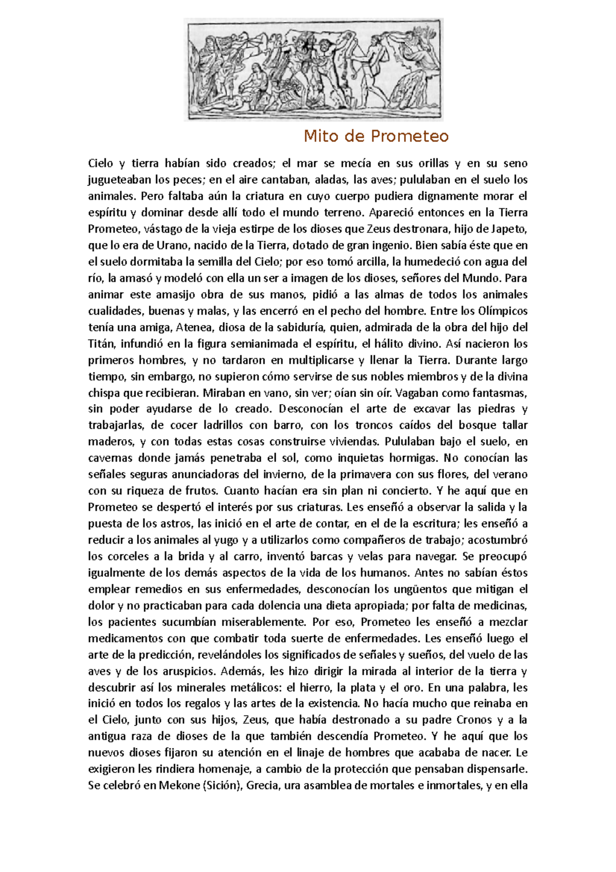 Mito de Prometeo - Mito de Prometeo Cielo y tierra habían sido creados ...