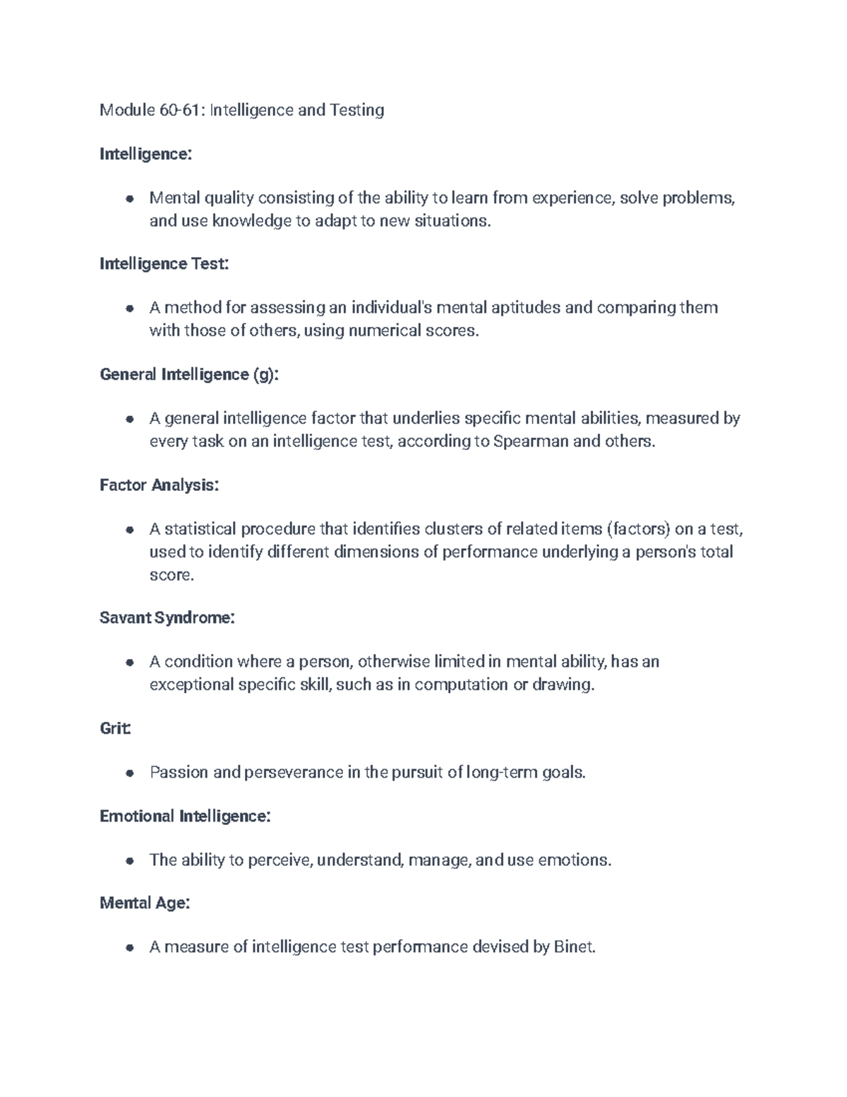 AP Psych Module 60-61 - Module 60-61: Intelligence and Testing ...